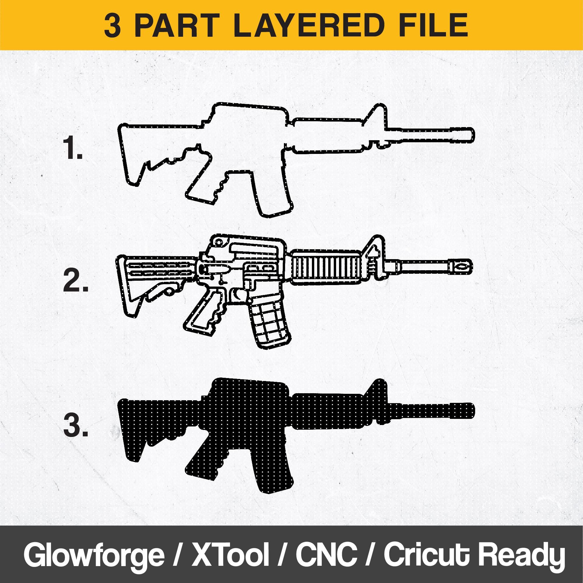 M4 Rifle Layered SVG | AR-15 Laser Cut File | Glowforge, CNC, CO2 Laser ...