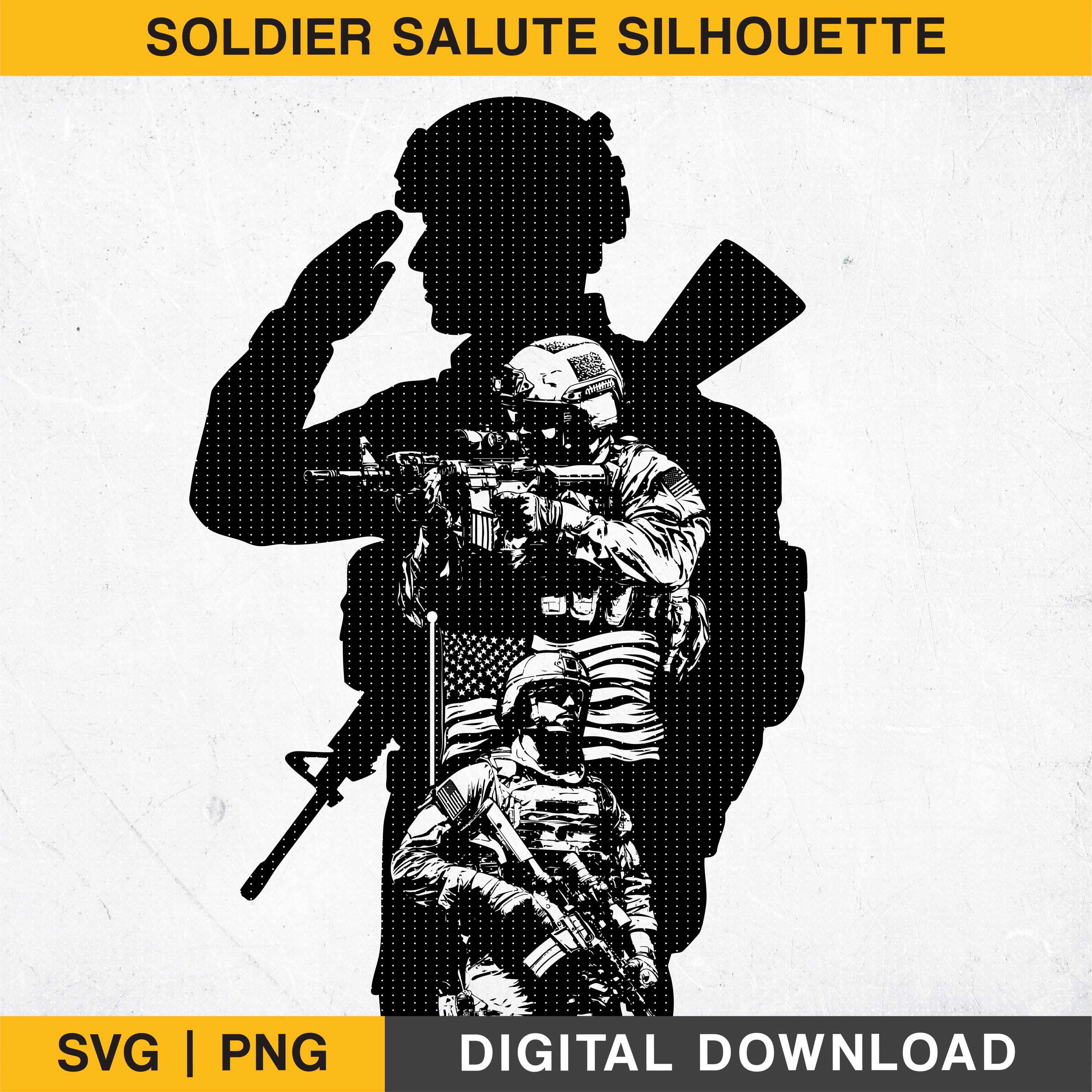Saluting Soldier SVG PNG – Modern Military Silhouette Clipart for ...