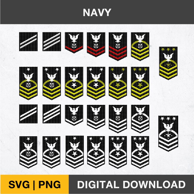 US Military 114 Enlisted Rank SVG, PNG Bundle | 114 Chevrons, Color ...