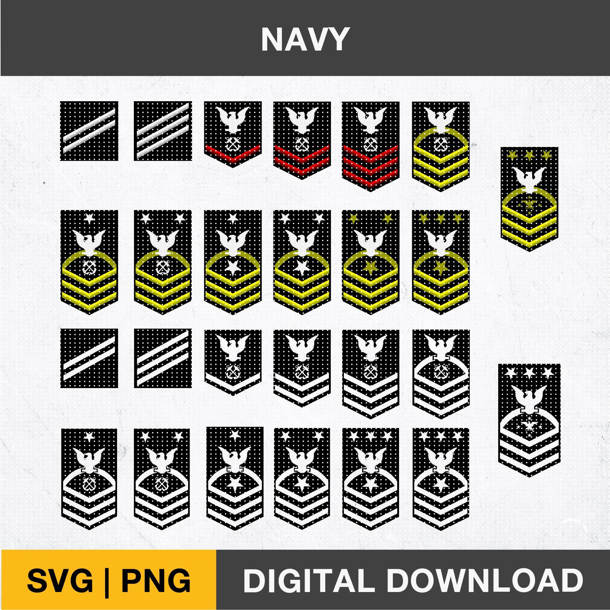 US Military 114 Enlisted Rank SVG, PNG Bundle | 114 Chevrons, Color ...