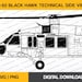 Black Hawk SVG | Vector Technical Side View UH-60 Black Hawk | Svg, Png ...