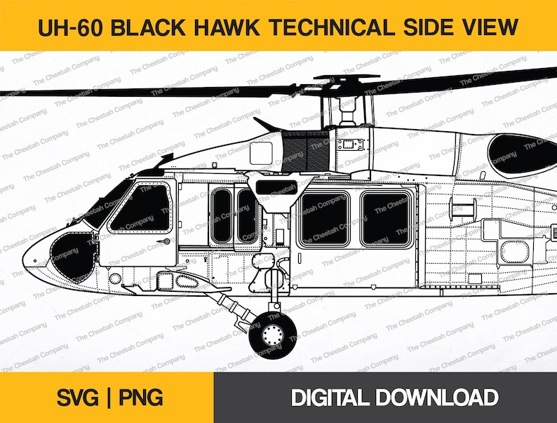 Black Hawk SVG | Vector Technical Side View UH-60 Black Hawk | Svg, Png ...