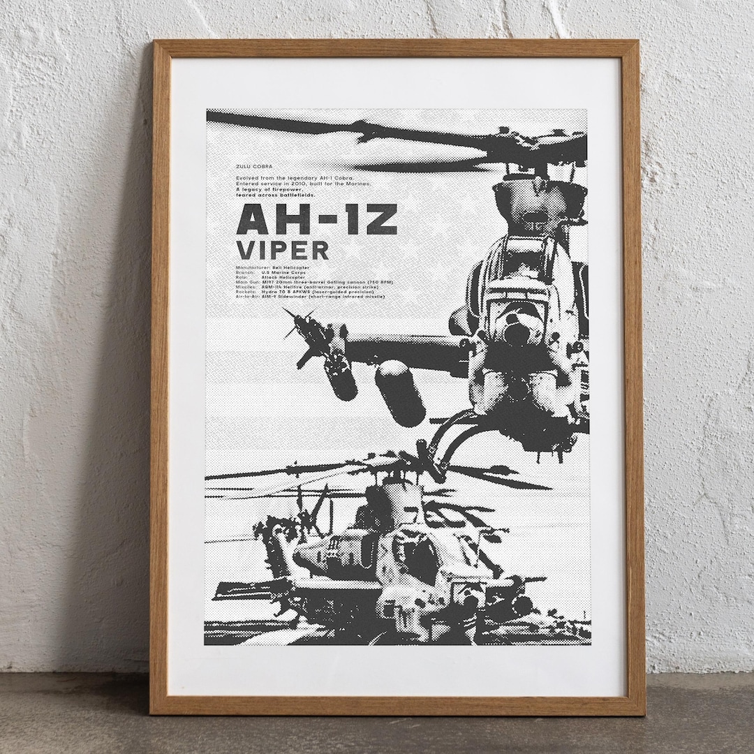 AH-1Z Viper Poster | Attack Helicopter | Military Wall Art, Vintage ...