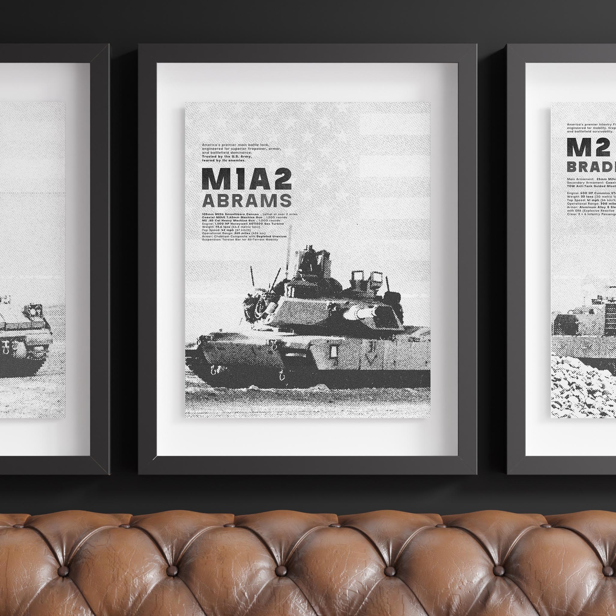 M1A2 Abrams Tank Poster | Military Wall Art, Army Tank Print, Vintage ...