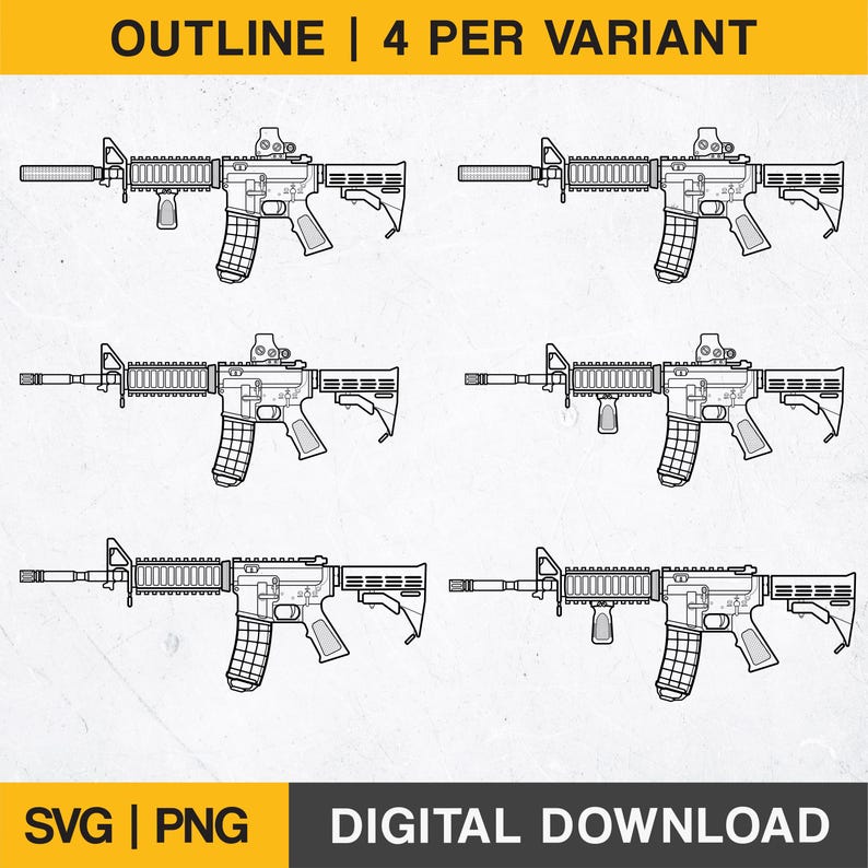 Build Your Own M4 Rifle SVG Bundle | Tactical Gun SVG Designs | Modular ...