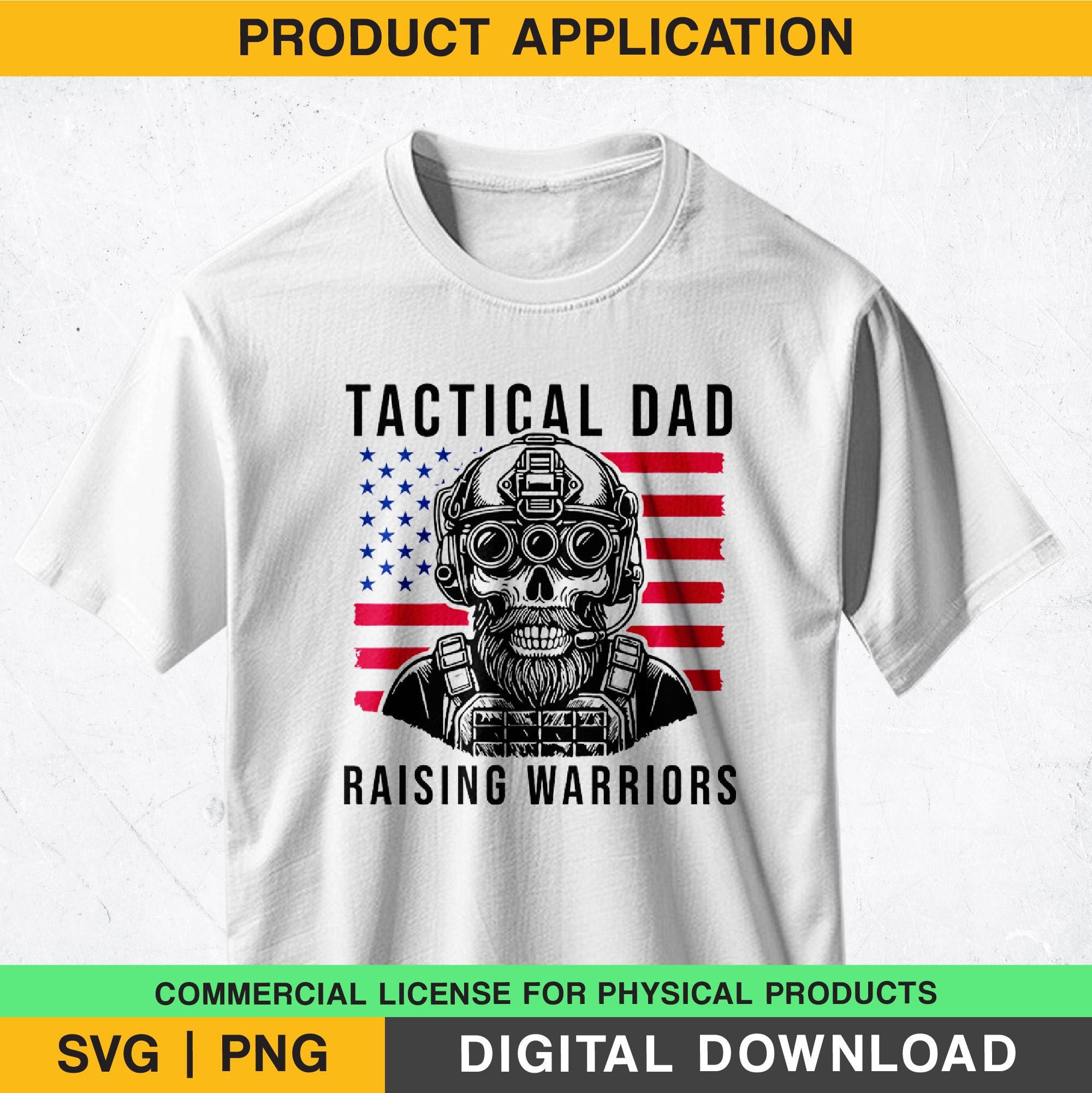 Tactical Dad SVG PNG – Raising Warriors Skull Design With American Flag ...