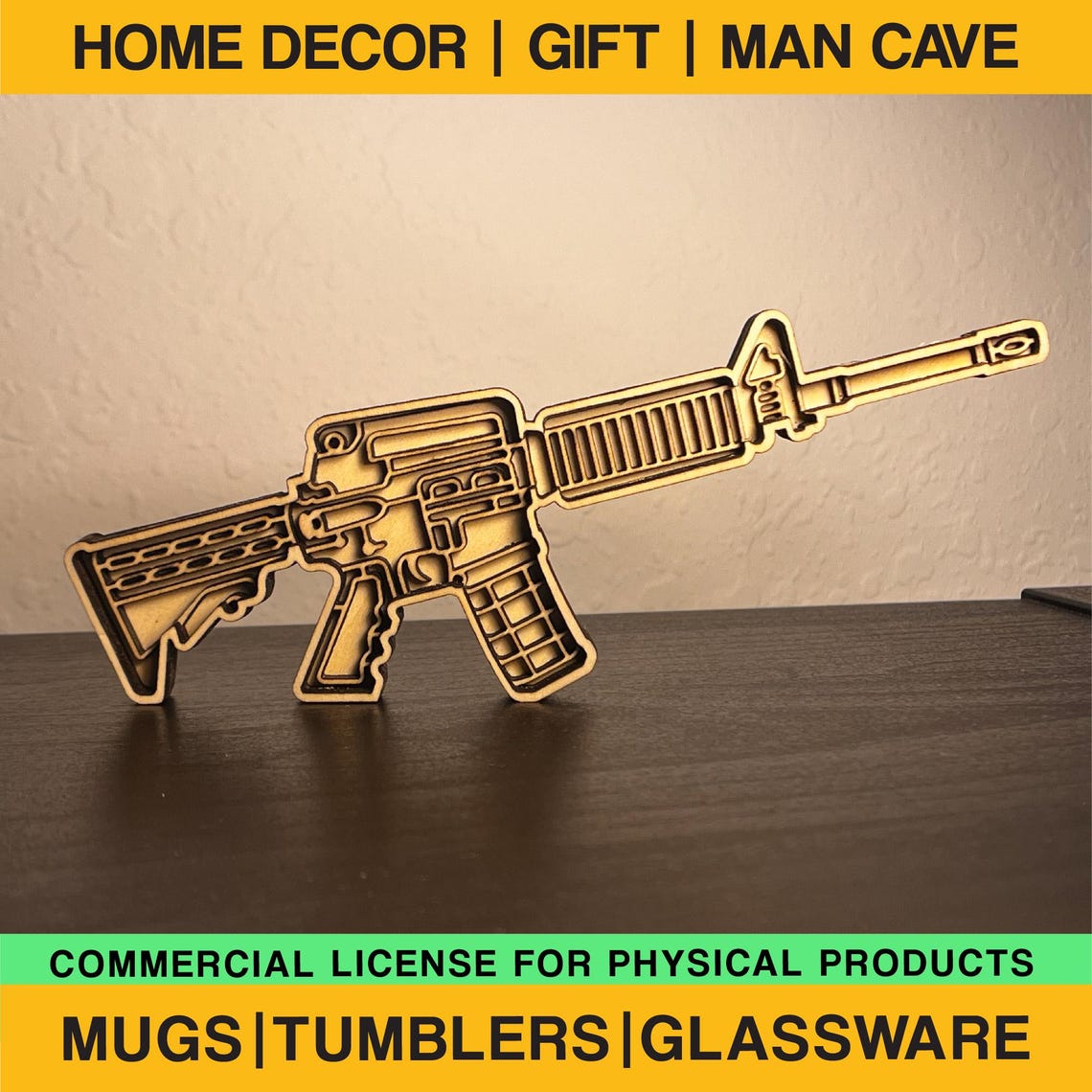 M4 Rifle Layered SVG | AR-15 Laser Cut File | Glowforge, CNC, CO2 Laser ...