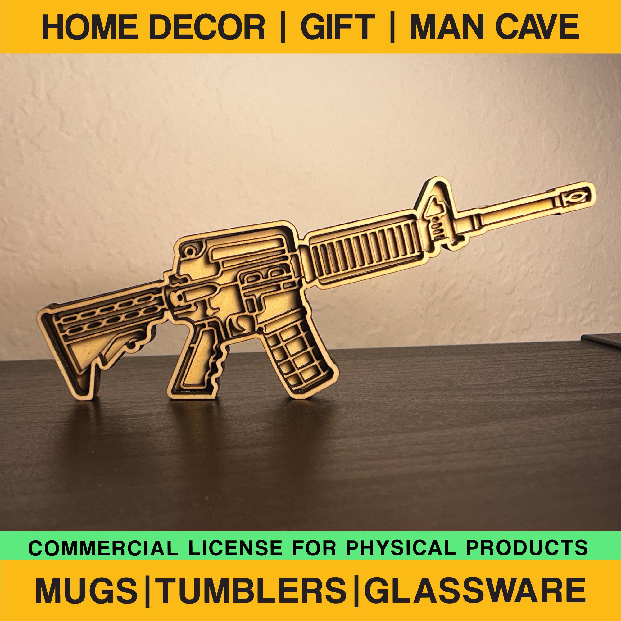M4 Rifle Layered SVG | AR-15 Laser Cut File | Glowforge, CNC, CO2 Laser ...