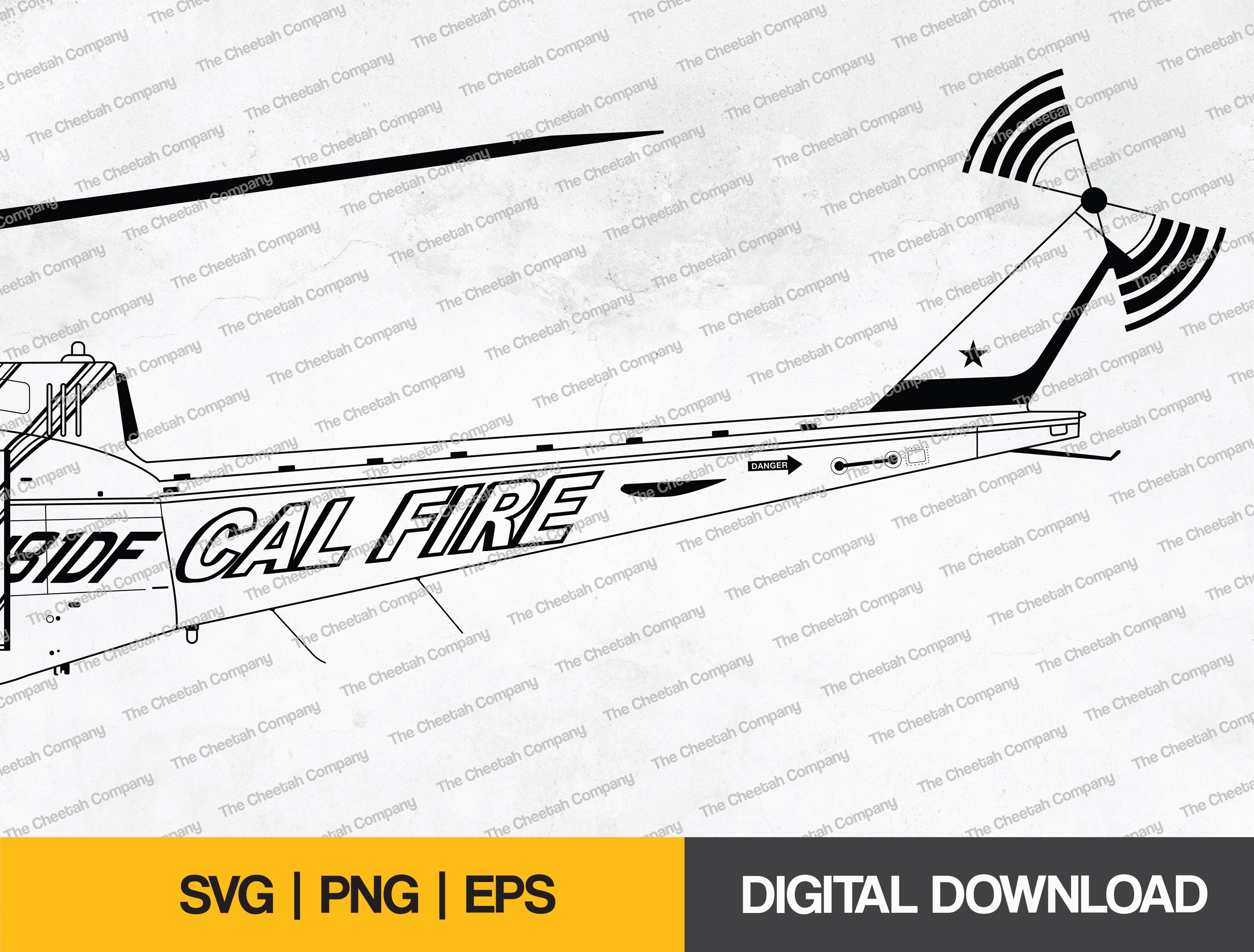 UH-1H Cal Fire SVG Vector Helicopter Clipart, Aviation Design, Fire ...