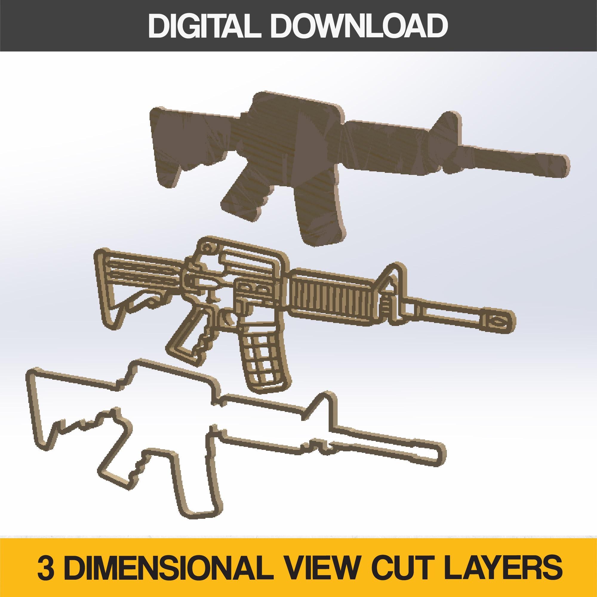 M4 Rifle Layered SVG | AR-15 Laser Cut File | Glowforge, CNC, CO2 Laser ...