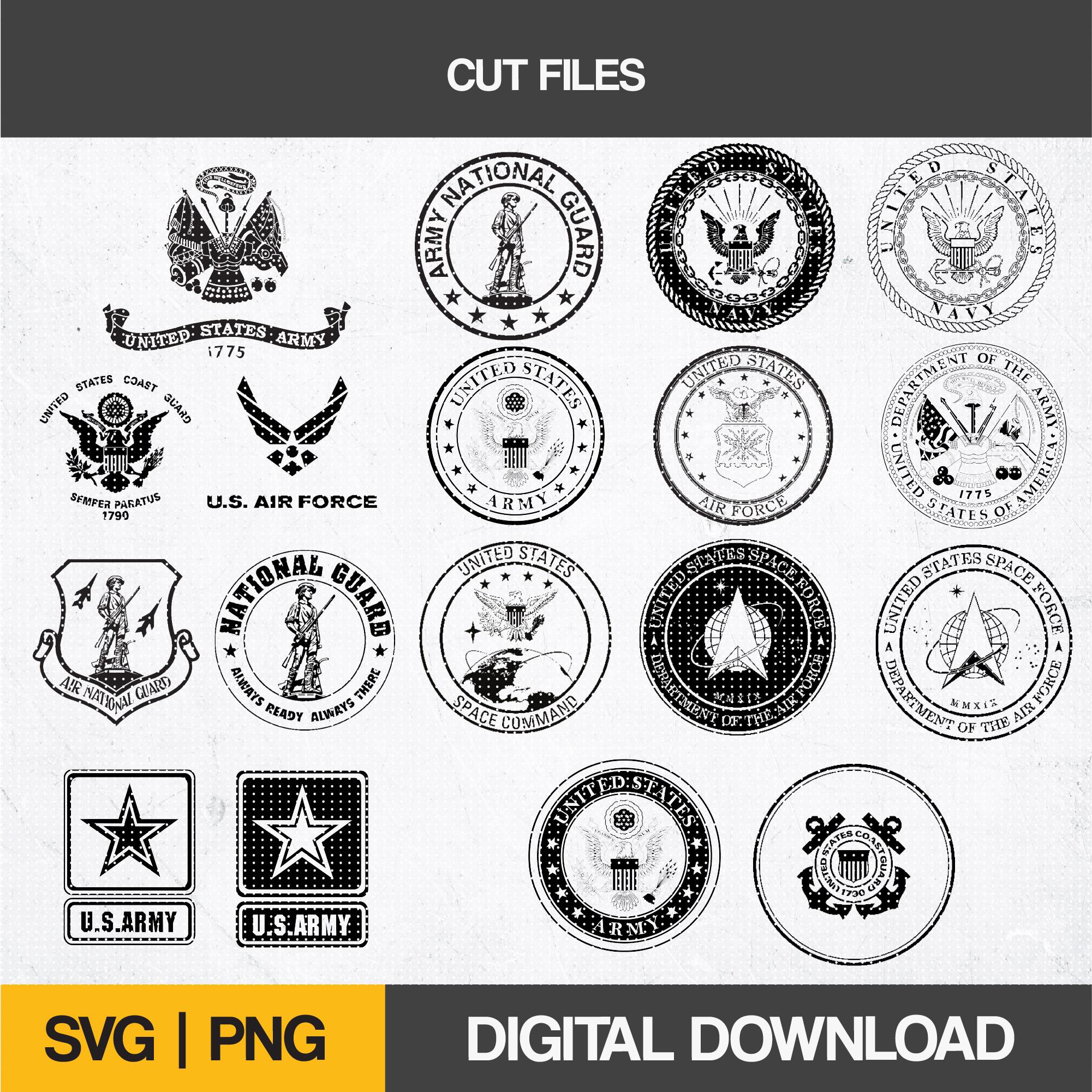 US Military Logos Bundle | 32 Logos SVG, PNG | Military Emblems for ...