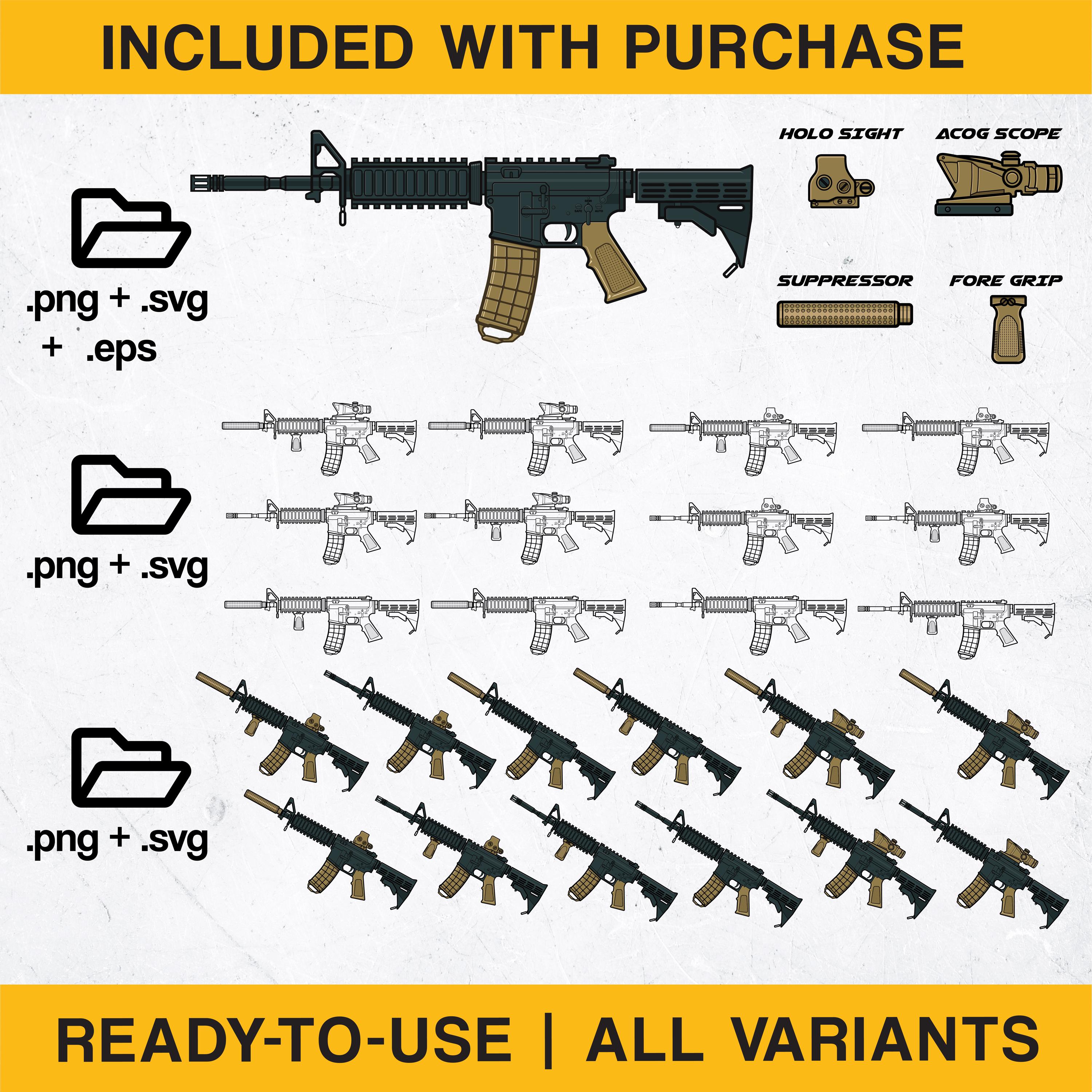 Build Your Own M4 Rifle SVG Bundle | Tactical Gun SVG Designs | Modular ...