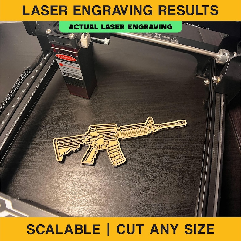 M4 Rifle Layered SVG | AR-15 Laser Cut File | Glowforge, CNC, CO2 Laser ...