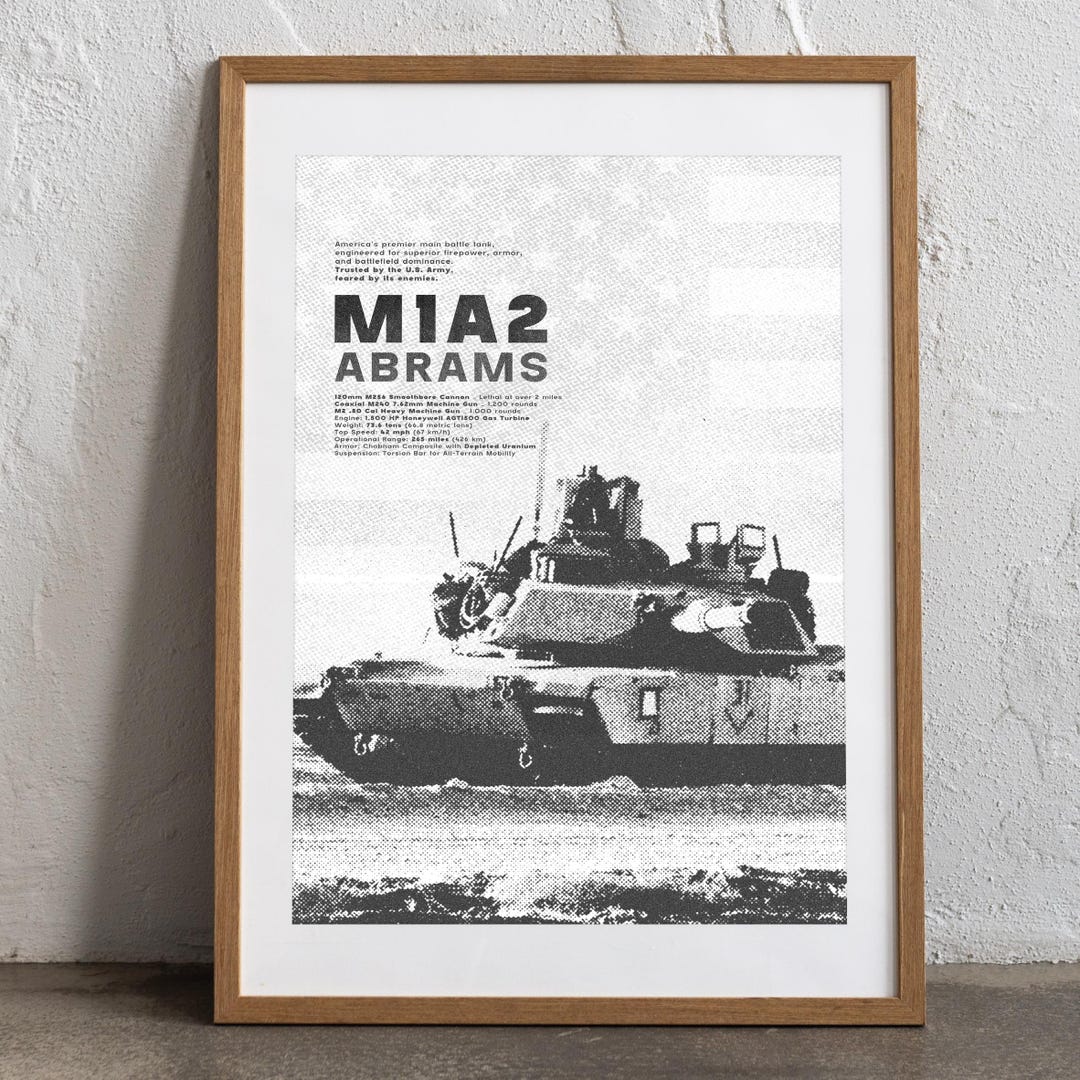 M1A2 Abrams Tank Poster | Military Wall Art, Army Tank Print, Vintage ...