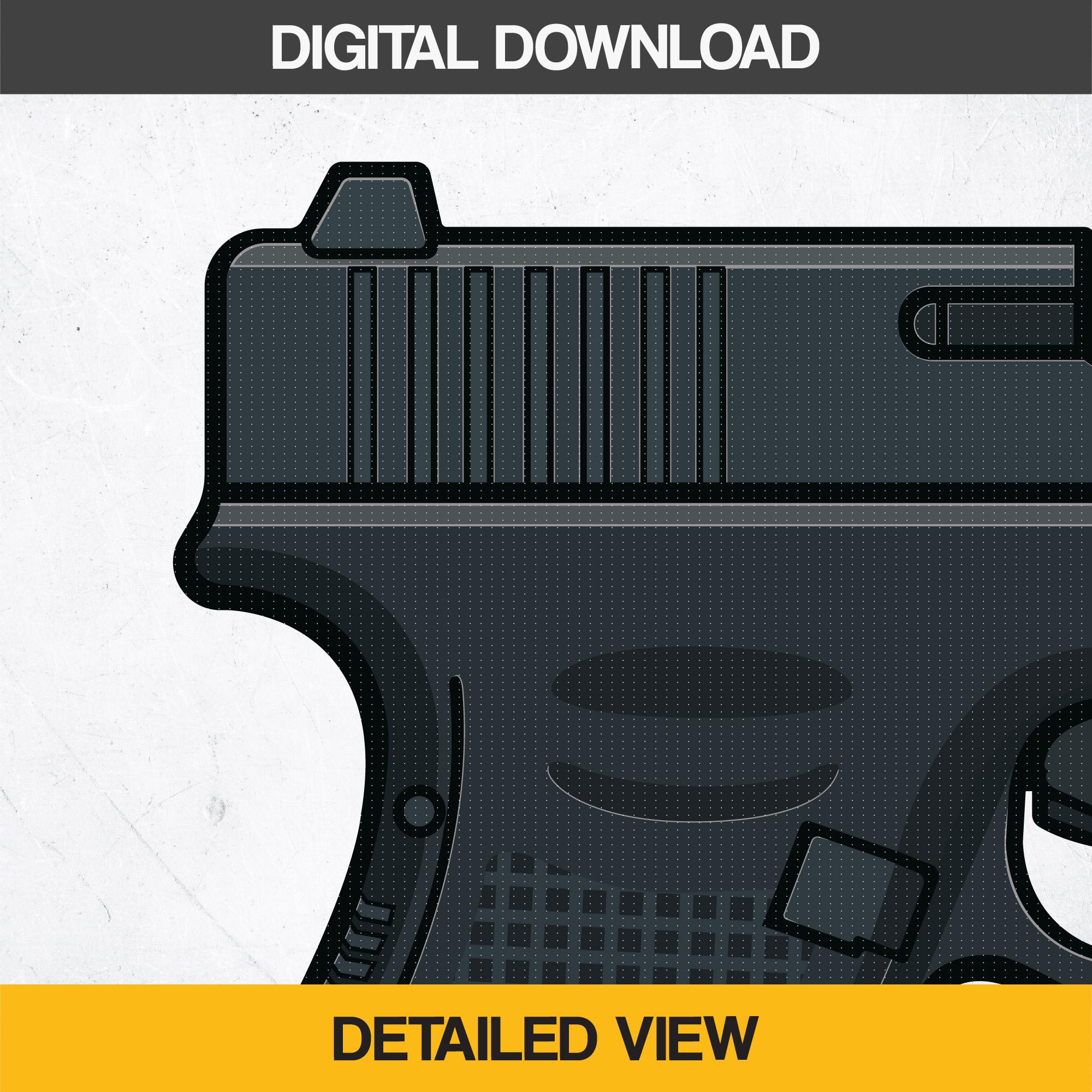 Glock 19 SVG, Gun Vector, Digital Download, Full-color Tactical Pistol ...