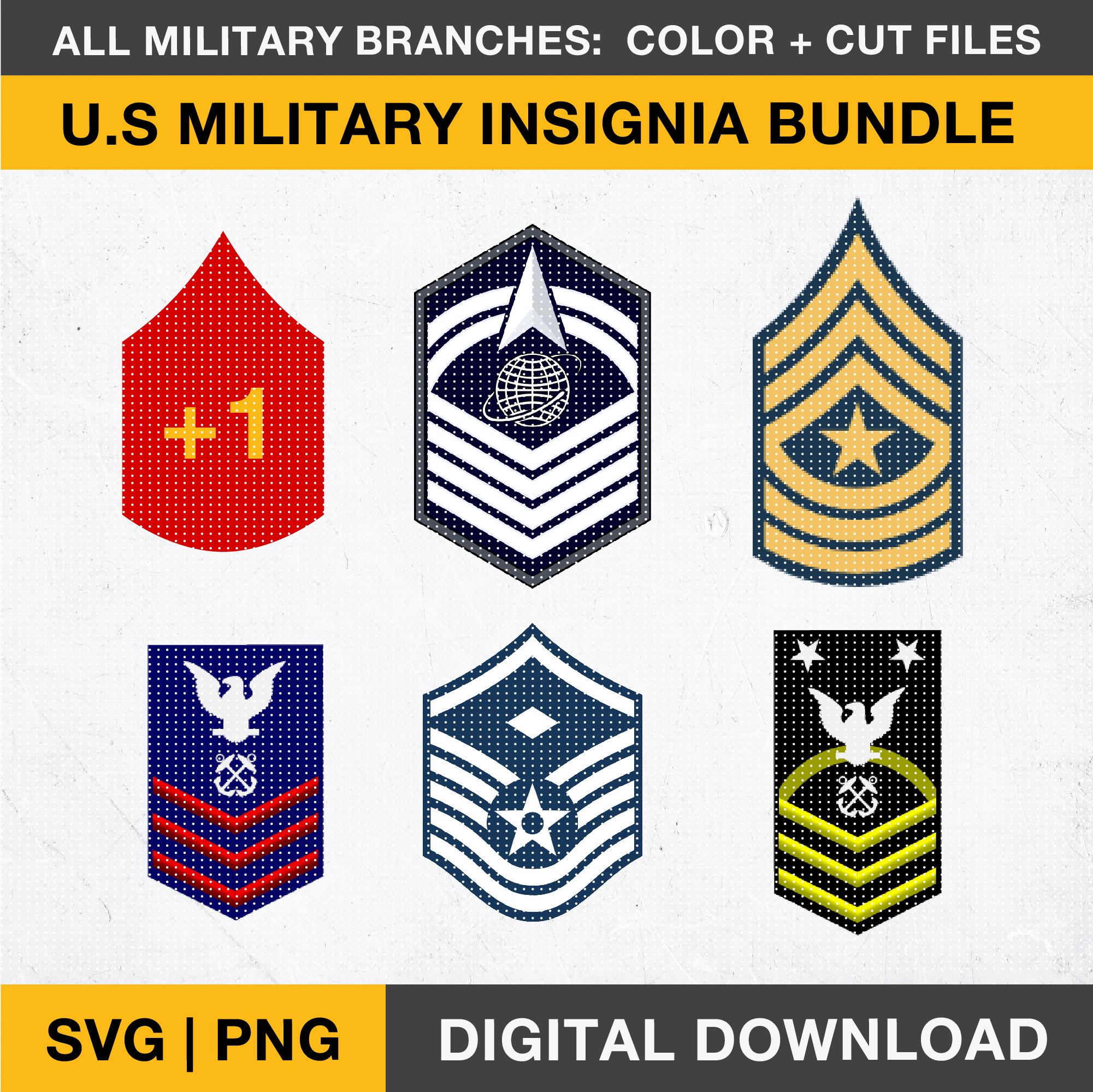 US Military 114 Enlisted Rank SVG, PNG Bundle | 114 Chevrons, Color ...