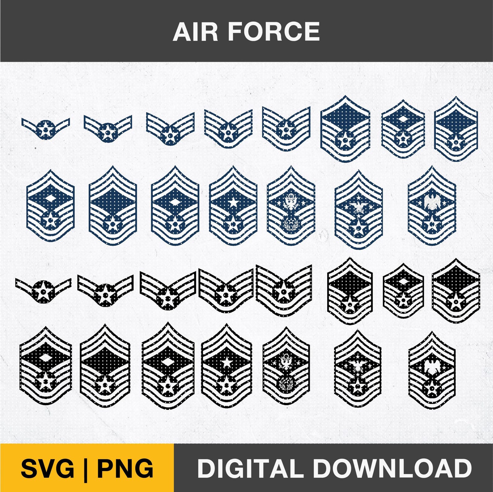 US Military 114 Enlisted Rank SVG, PNG Bundle | 114 Chevrons, Color ...