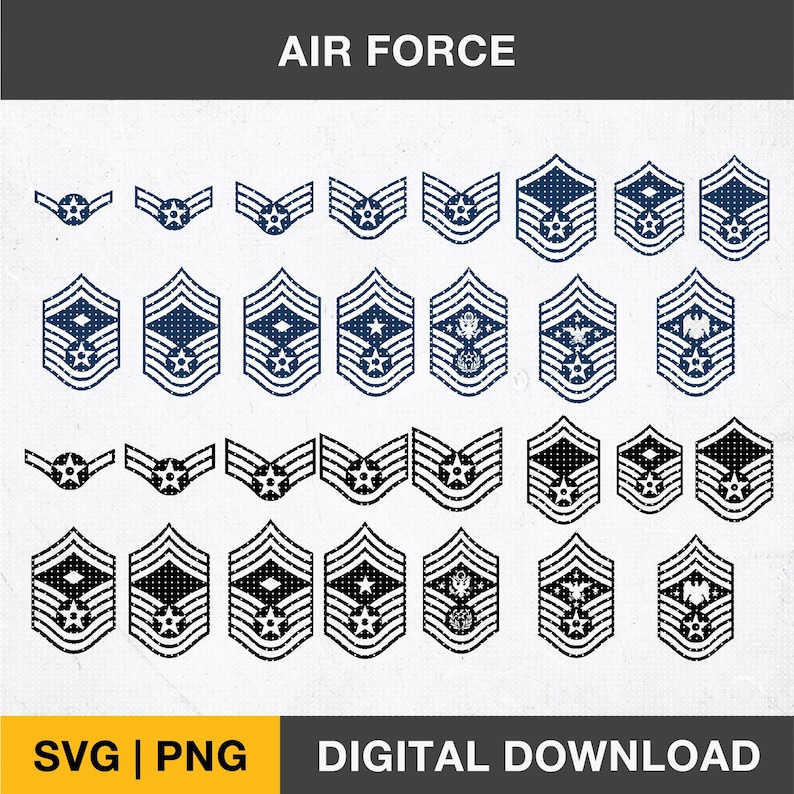 US Military 114 Enlisted Rank SVG, PNG Bundle | 114 Chevrons, Color ...