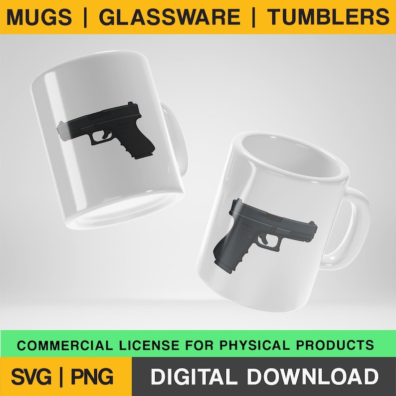 Glock 19 SVG, Gun Vector, Digital Download, Full-color Tactical Pistol ...