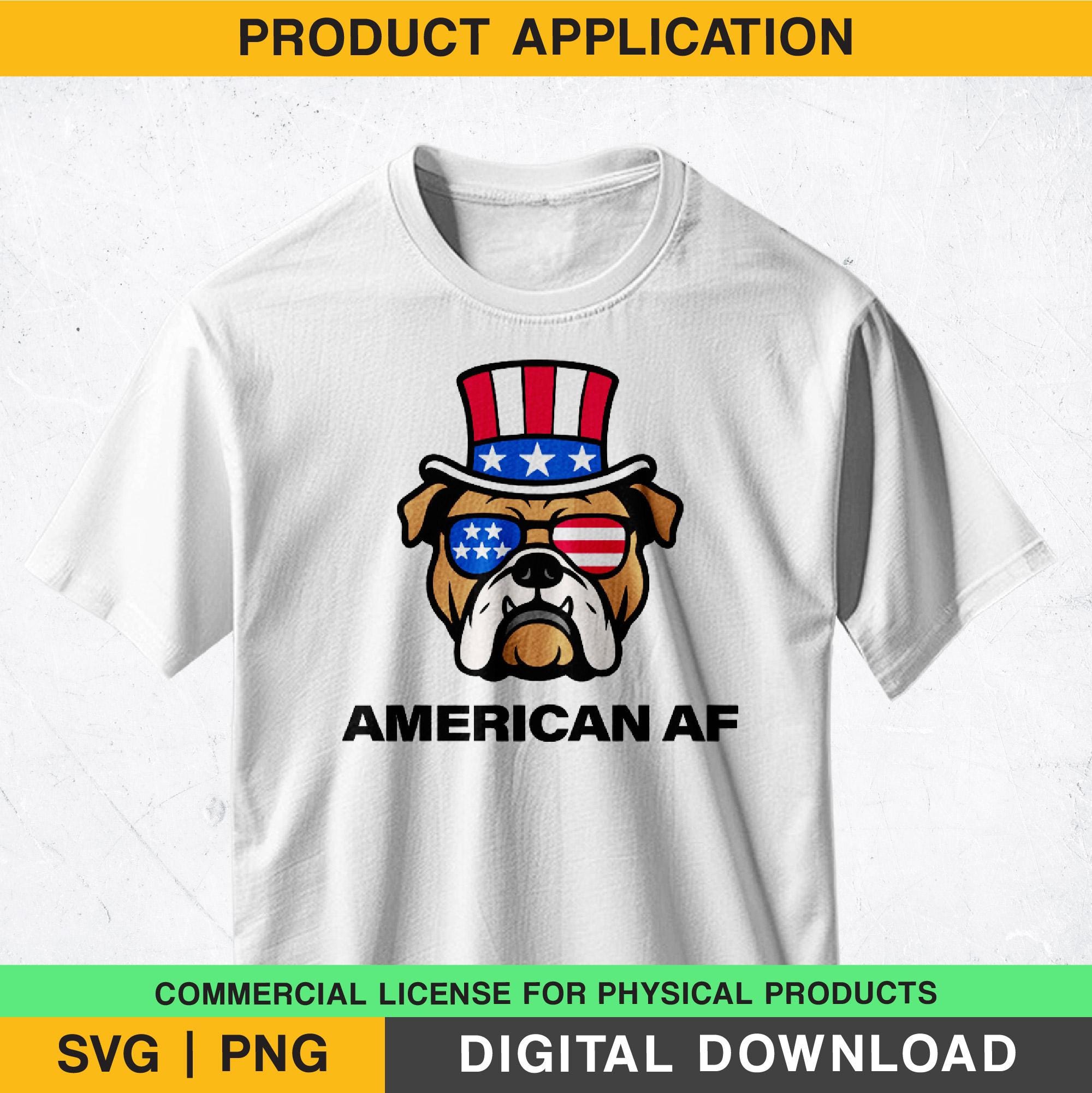 Patriotic Bulldog 4th of July Svg, Png | American AF Dog Clipart, USA ...