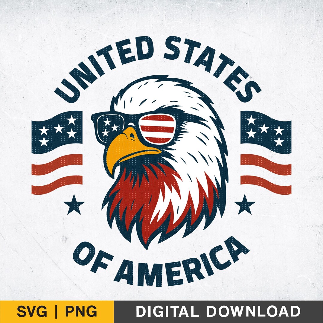 Patriotic Eagle USA SVG PNG Bundle: 4th of July Shirt Decal (digital ...