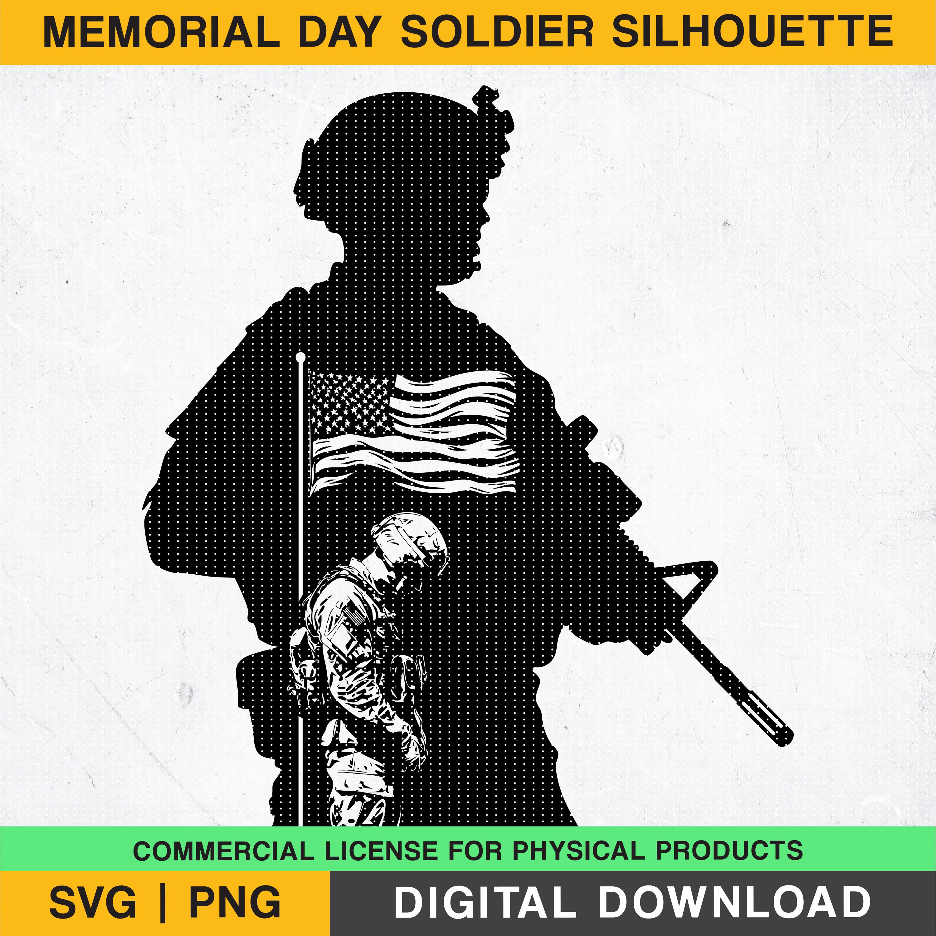 Memorial Day Soldier Silhouette SVG PNG – Fallen Hero Tribute With ...