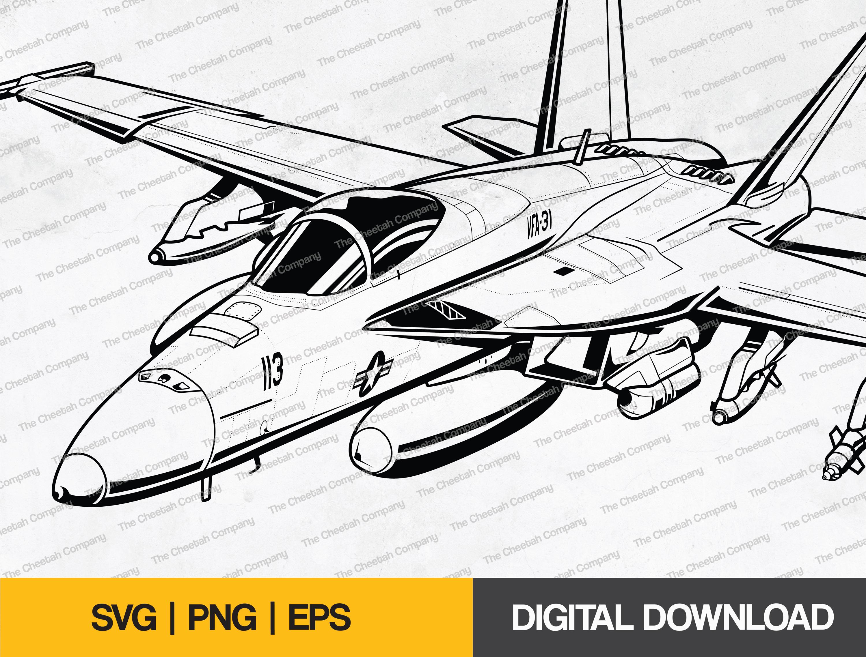 F/A-18 Super Hornet SVG | Jet Fighter Vector Military Aircraft ...
