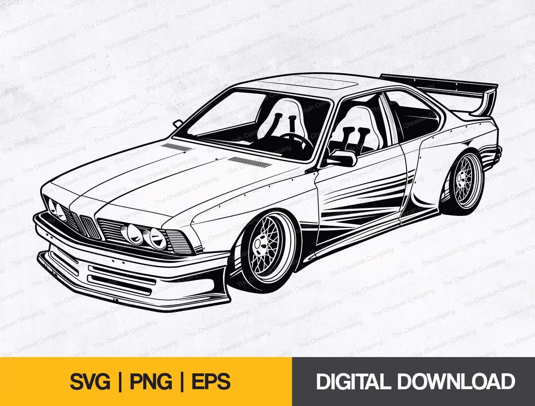 BMW E24 Race Car SVG | Tuned Coupe Vector, Car Silhouette, Digital ...