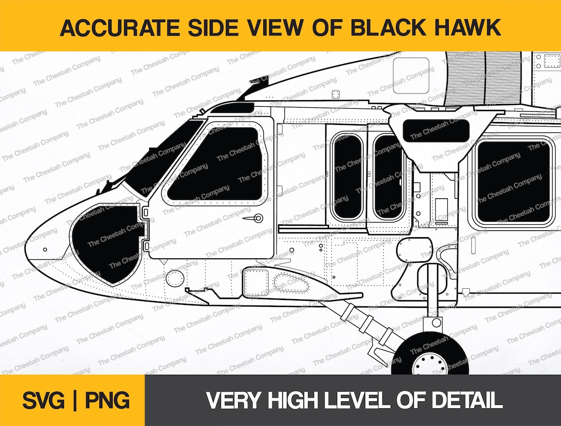 Black Hawk SVG | Vector Technical Side View UH-60 Black Hawk | Svg, Png ...