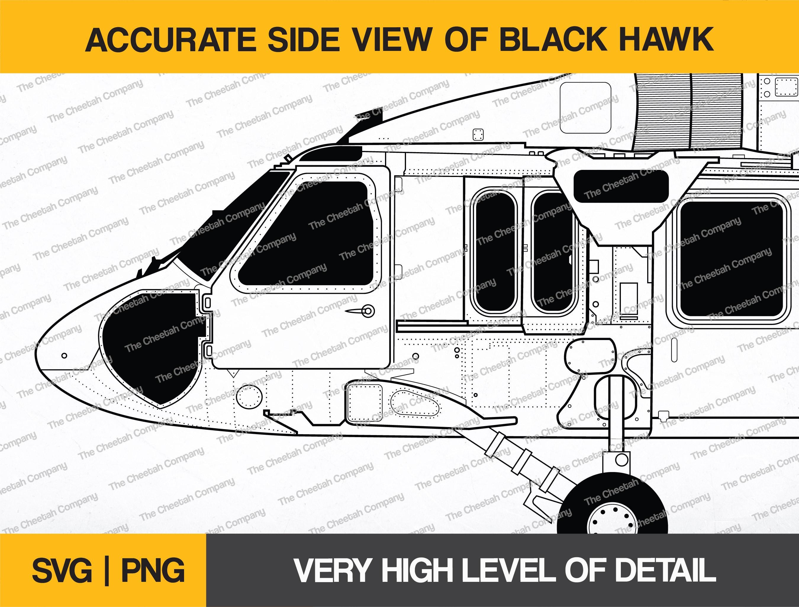 Black Hawk SVG | Vector Technical Side View UH-60 Black Hawk | Svg, Png ...