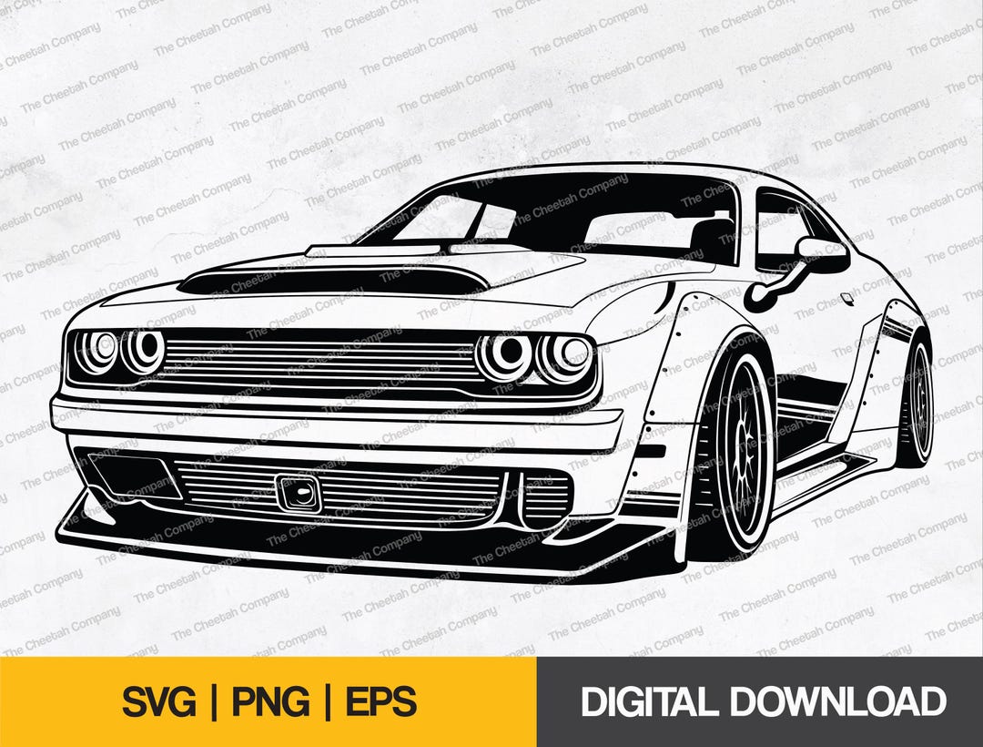 Widebody Muscle Car SVG | Tuner Car Vector Art | Coupe PNG EPS for ...