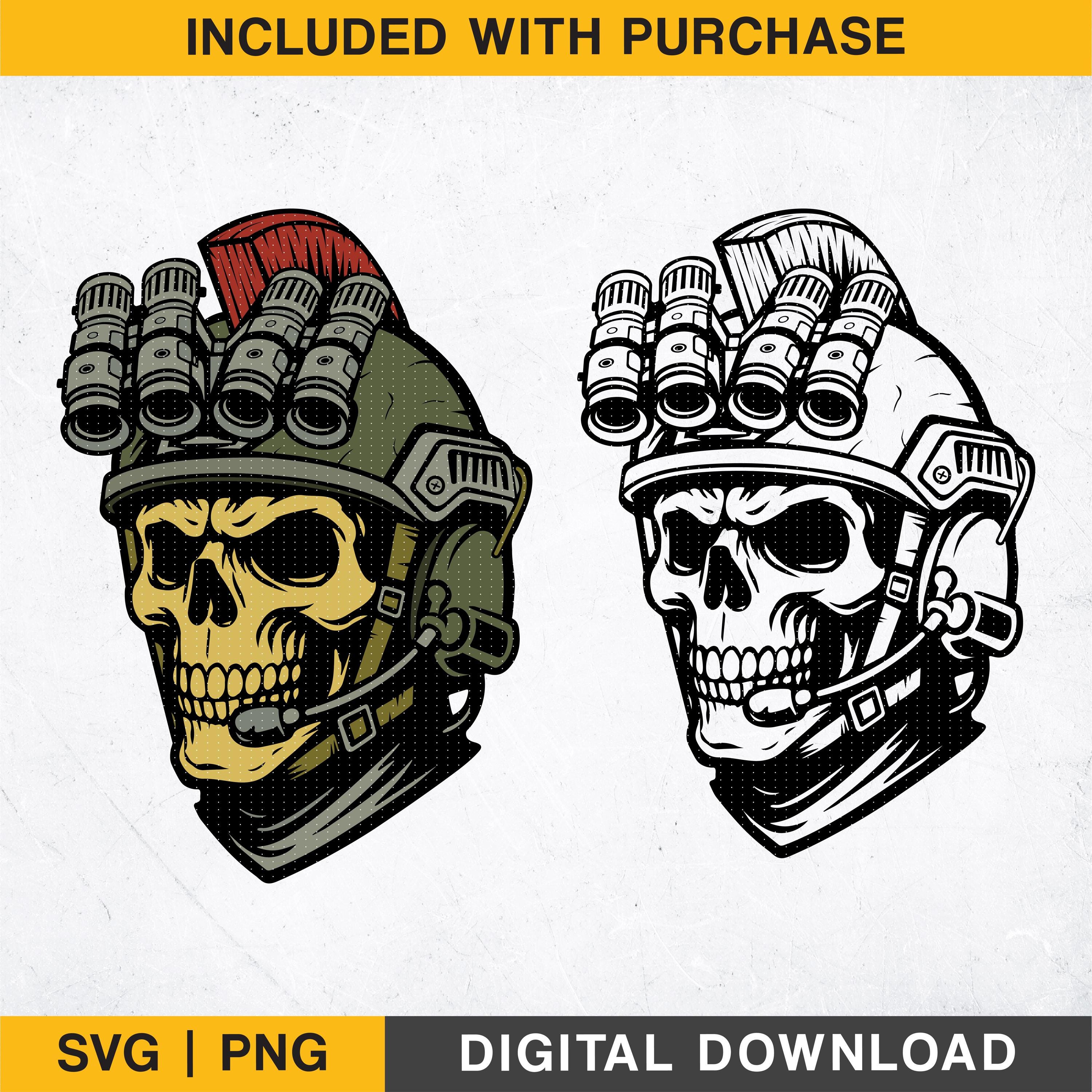 Tactical Skull SVG PNG – Spartan Helmet Skull With Night Vision ...