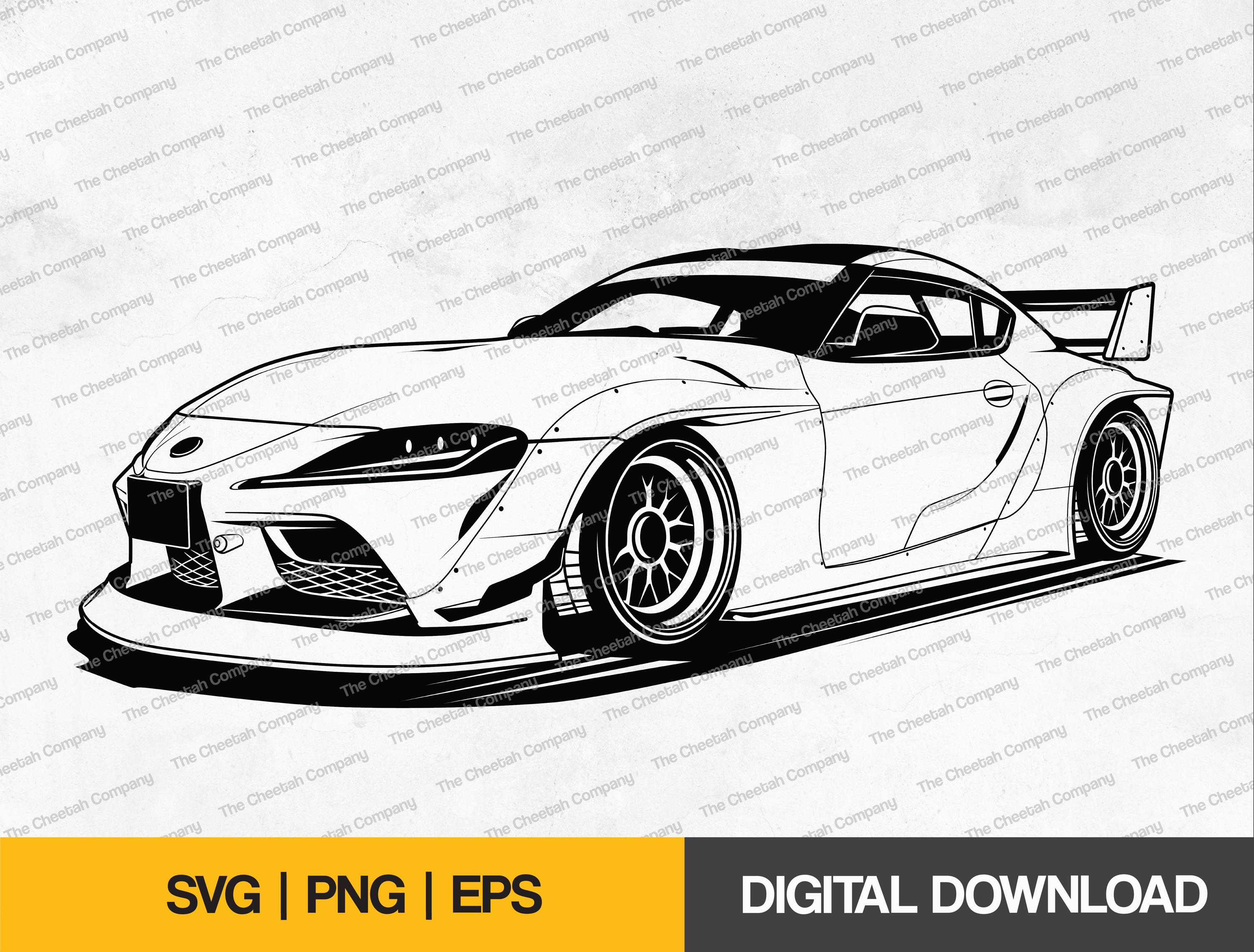 Toyota Supra MK5 Widebody Digital Download | SVG PNG EPS | Car Clipart ...