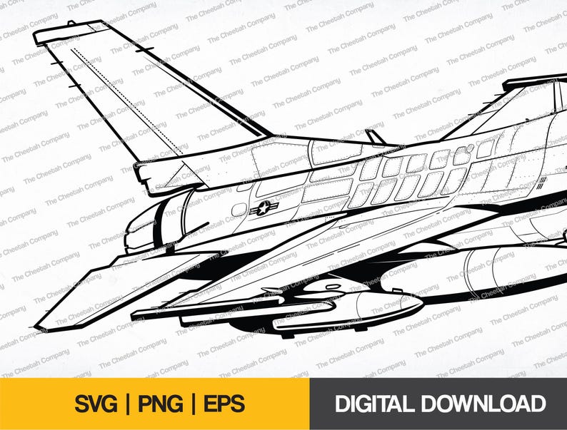 F-16 Fighter Jet Full SVG | Vector Laser File | F16 Fighter Full Side ...