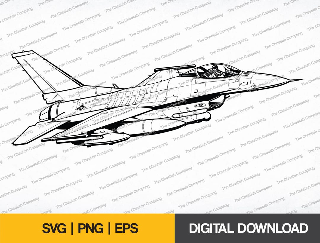 F-16 Fighter Jet Vector | Military Aircraft SVG, PNG, EPS (digital ...
