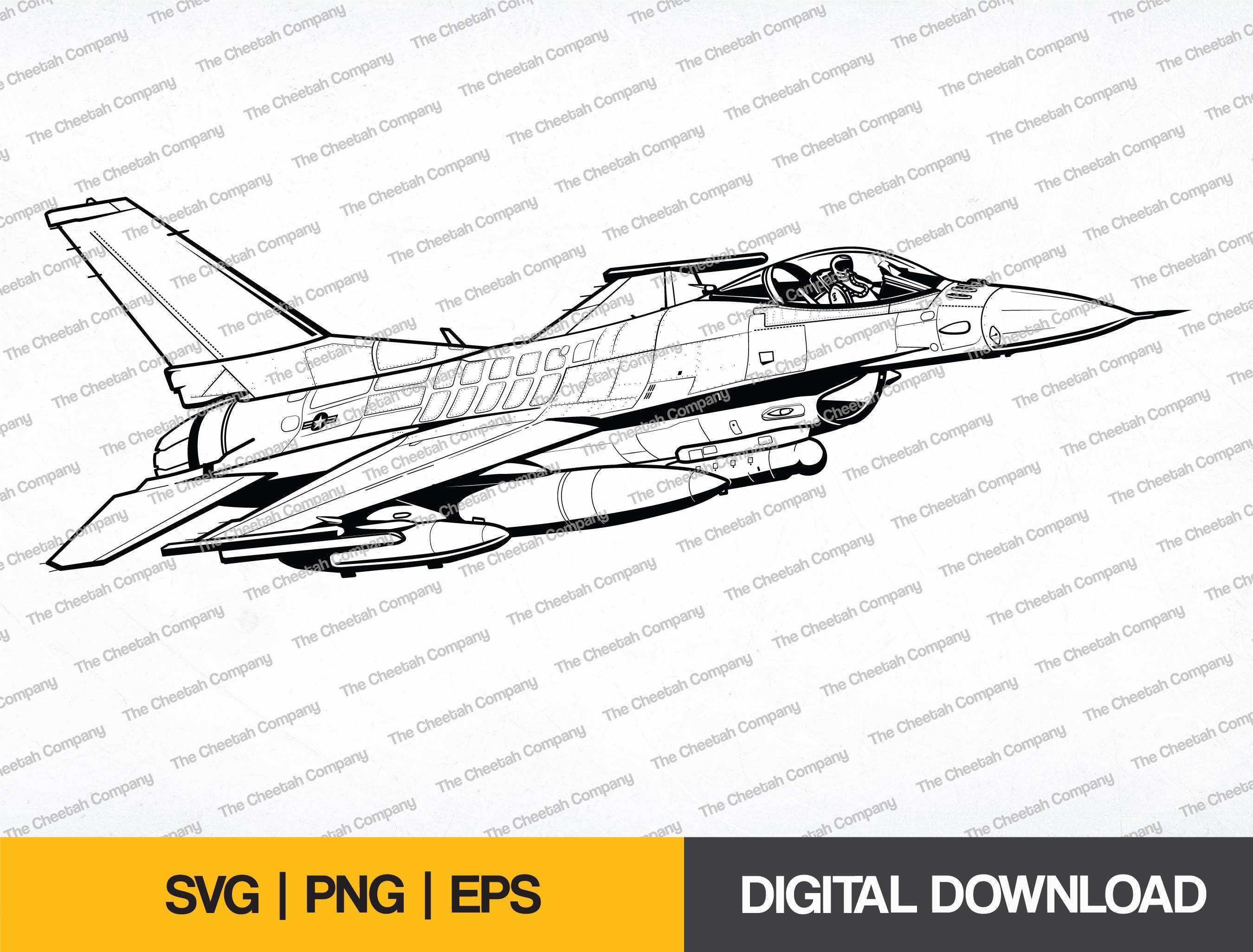 F-16 Fighter Jet Full SVG | Vector Laser File | F16 Fighter Full Side ...