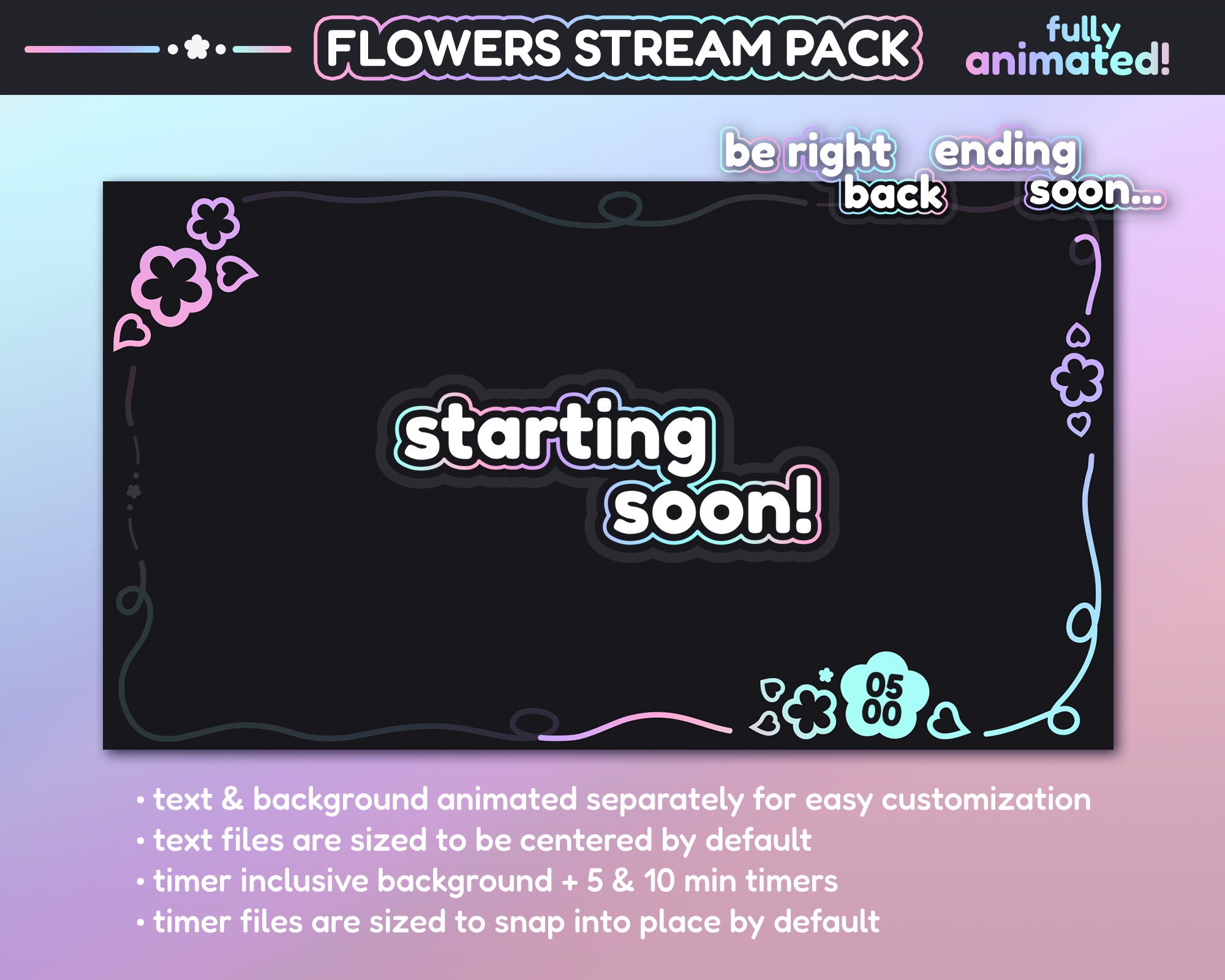 Animated Flowers Twitch Stream Bundle Package Overlays - Etsy