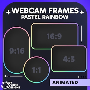 ANIMATED Pastel Rainbow Simple Webcam Frames Pack for Streaming on ...