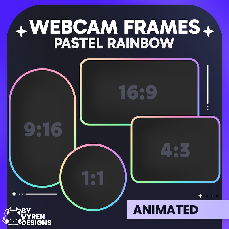 ANIMATED Pastel Rainbow Simple Webcam Frames Pack for Streaming on ...