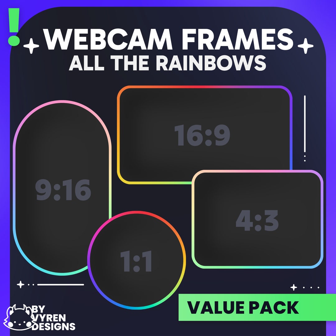 ANIMATED ALL Rainbow Simple Webcam Frames Value Pack for Streaming on ...