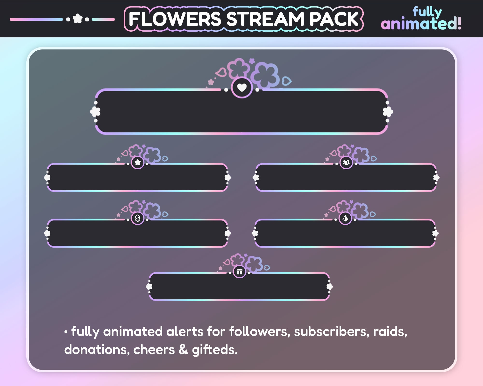 Animated Flowers Twitch Stream Bundle Package Overlays - Etsy
