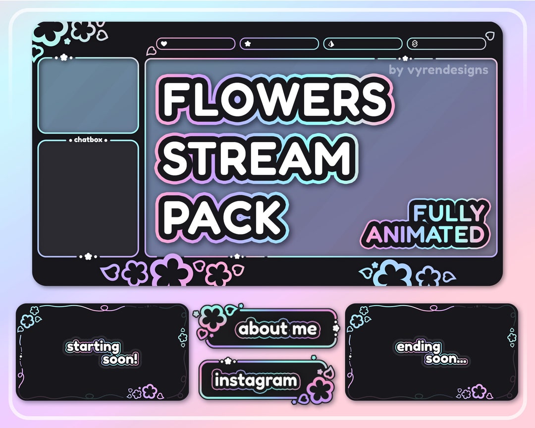 Animated Flowers Twitch Stream Bundle Package | Overlays, Panels ...