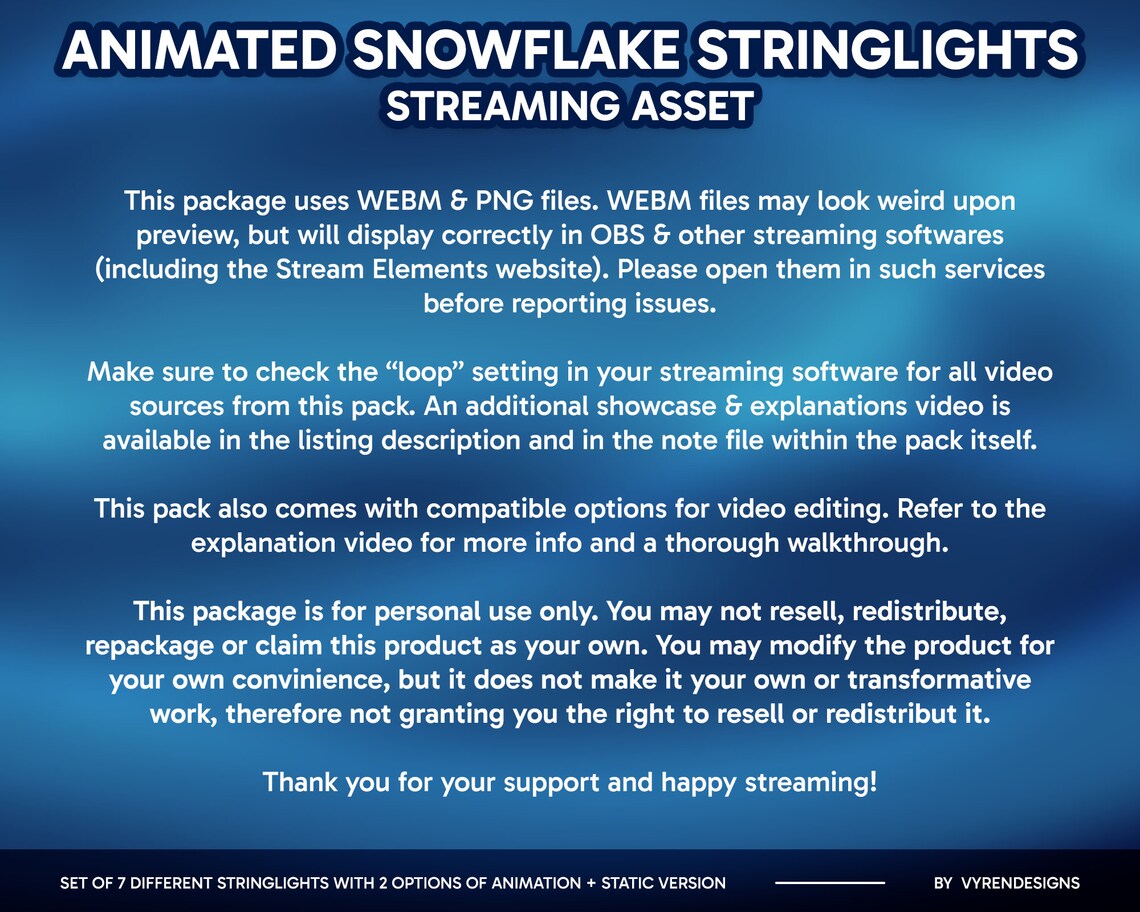 ANIMATED SNOWFLAKE STRINGLIGHTS Overlay for Streaming, Twitch, Holiday ...