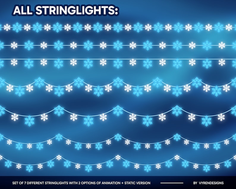 ANIMATED SNOWFLAKE STRINGLIGHTS Overlay for Streaming, Twitch, Holiday ...
