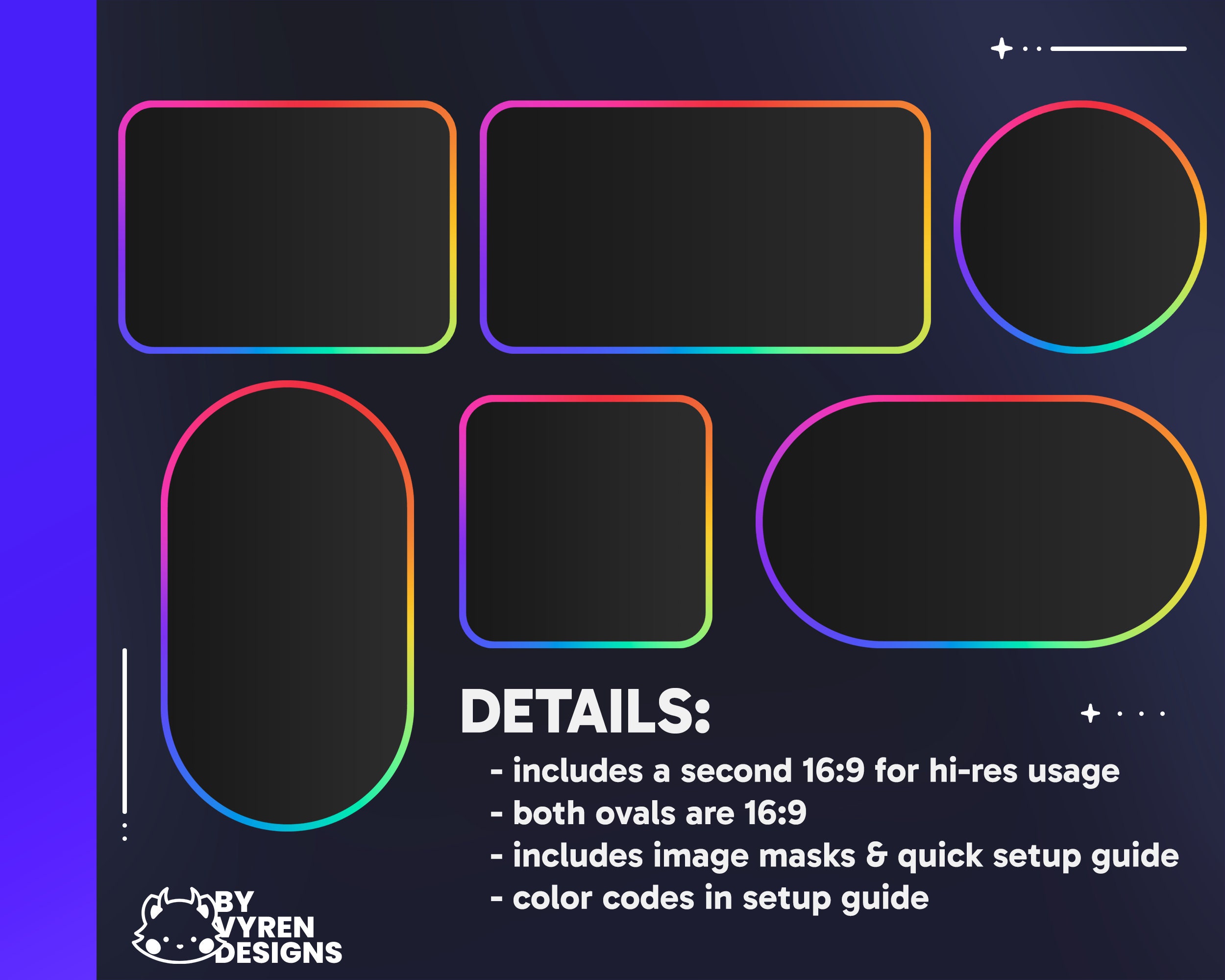 ANIMATED Rainbow W/pink Simple Webcam Frames Pack for Streaming on ...