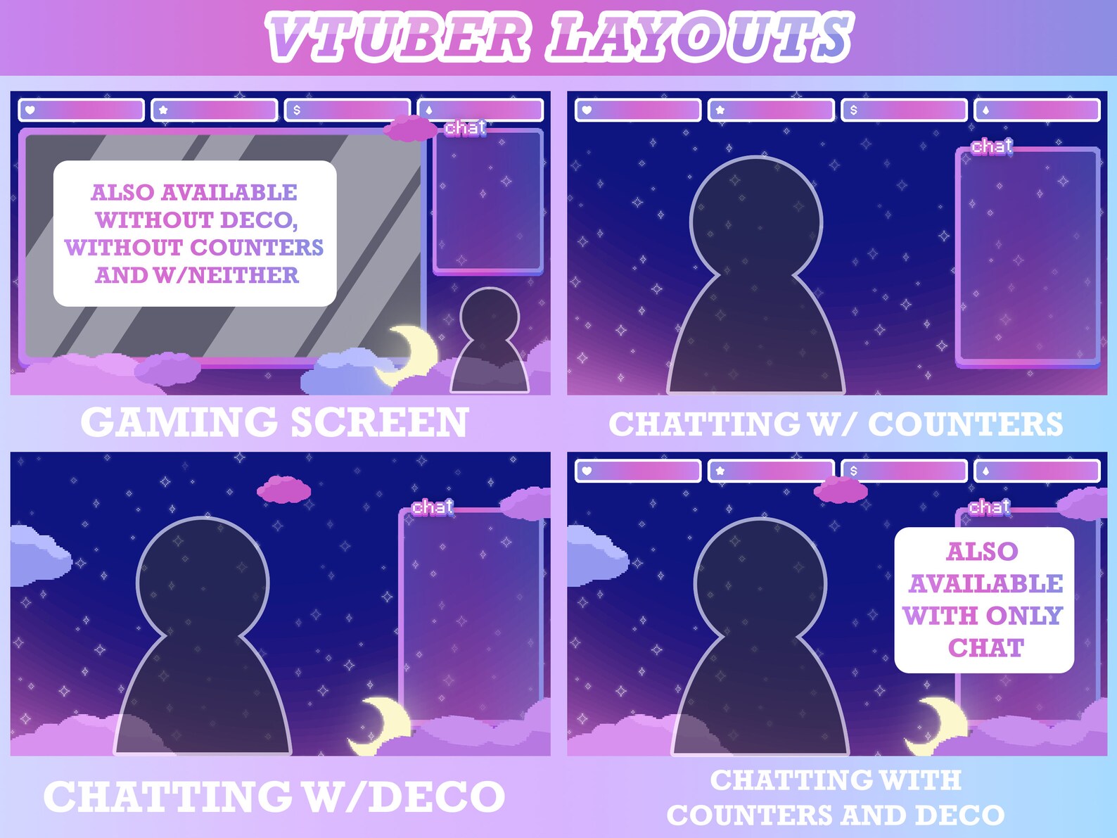 Animated Dreamy Twitch Stream Bundle Package Overlays, Panels, Alerts ...
