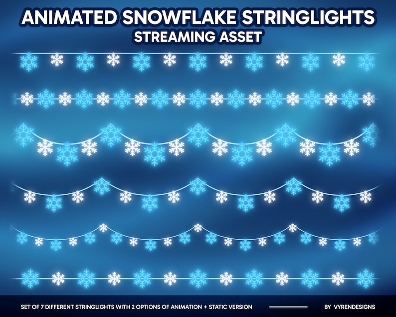 ANIMATED SNOWFLAKE STRINGLIGHTS Overlay for Streaming, Twitch, Holiday ...