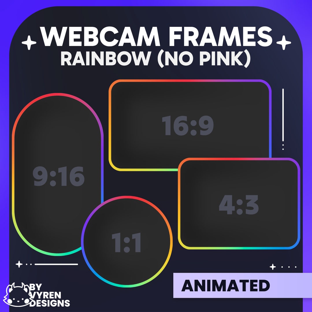 ANIMATED Rainbow Simple Webcam Frames Pack for Streaming on Twitch ...