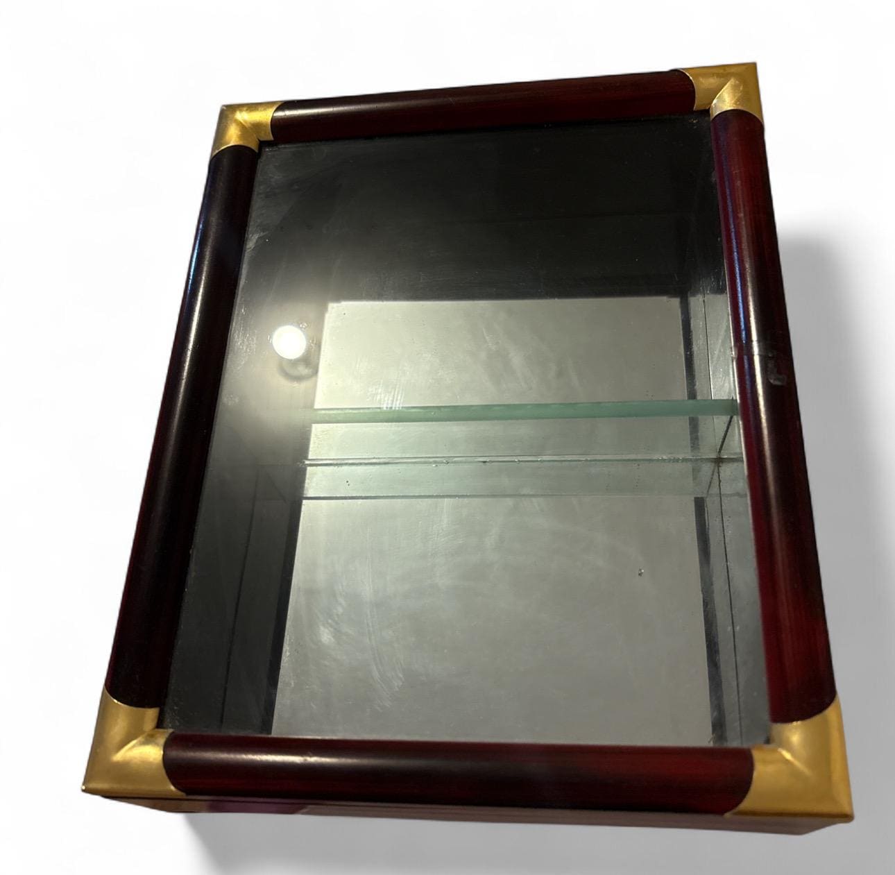 Vintage Wood & Glass Wall Shadow Box Display Case With Hinged Door ...