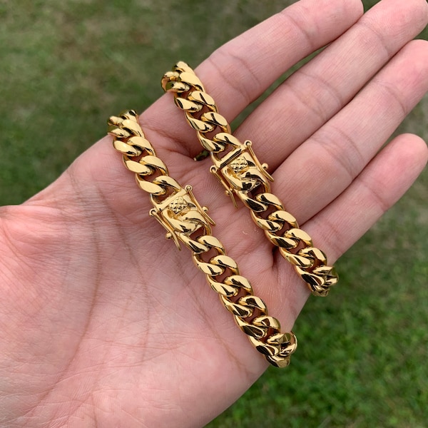 10mm Gold Cuban Bracelet Men - Etsy